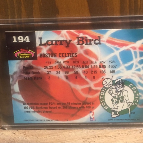 Other | Vintage Larry Bird Boston Celtics Collectors Card | Poshmark